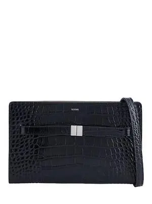 TOTEME Belted Croco-embossed Leather Cross Body Bag - Black Croc
