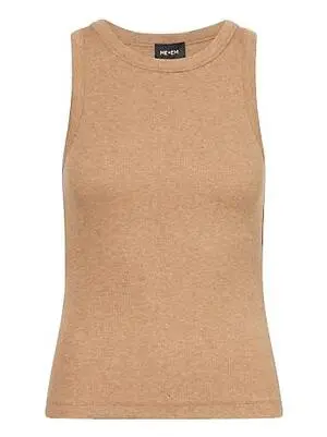 ME+EM Ribbed Stretch-cotton Vest Top - Camel Melange