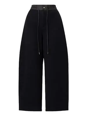 Sacai Drawstring Wide-leg Cotton-blend Jogging Bottoms - Black
