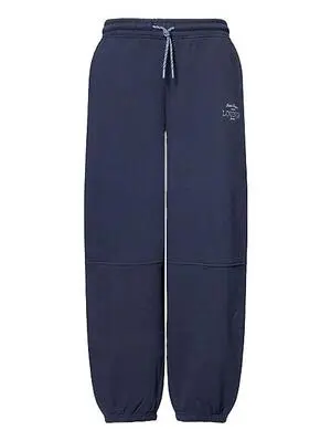 Lounge Cotton-jersey Barrel Leg Jogging Bottoms - Dark Blue