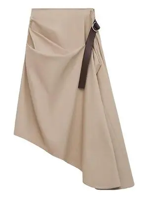 Loewe Draped Belted Silk-cotton Blend Skirt - Beige
