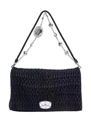 Miu Miu Braided Strap Embellished Shoulder Bag - Black