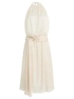 Ila Lume Jacquard Halterneck Midi Dress - Neutral