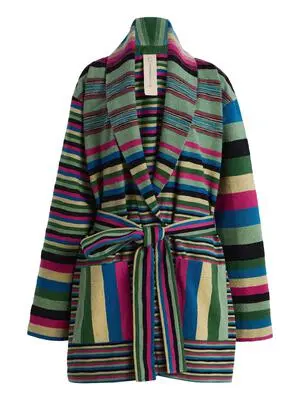 MARRAKSHI LIFE Short Cotton Boucle Robe Coat - Multi