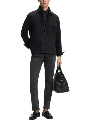 BOSS Straight-Leg Jeans With Tonal Topstitching Grey