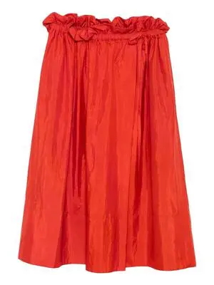 JIL SANDER Ruffled Midi Skirt - Red