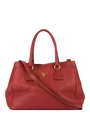 Prada Leather Tote Bag - Red