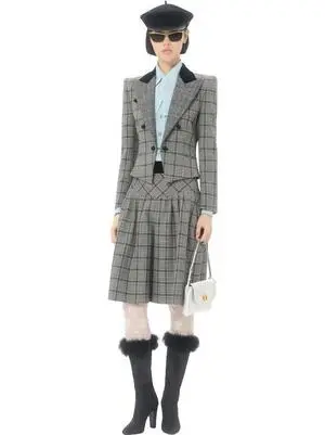 Valentino Garavani Check Pattern Wool Jacket - Black / White / Pink / Gray