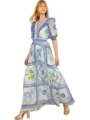 Hale Bob Lovisa Chiffon Maxi Dress Blue