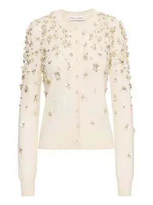 Oscar De La Renta Embroidered Cardigan - White