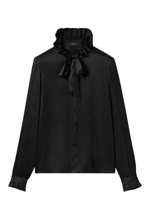 Gucci Silk Satin Bow Shirt - Black
