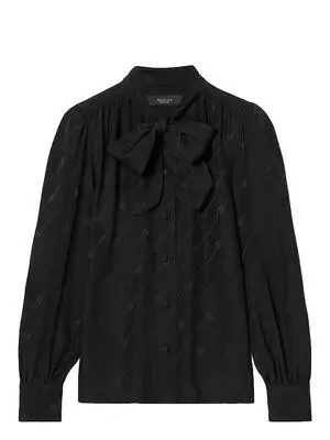 Gucci Silk Crêpe Satin Interlocking G Shirt - Black