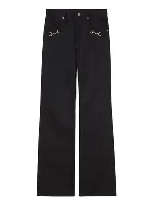 Gucci Cotton Denim Flare Pants With Horsebit - Black