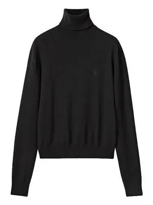 Gucci Knit Wool Turtleneck With Embroidery - Black