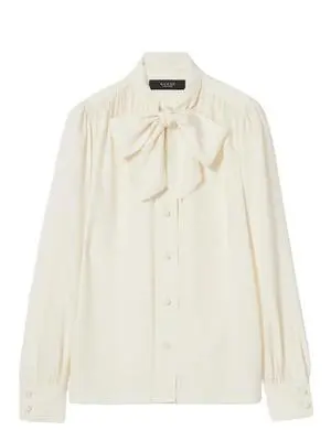 Gucci Silk Crêpe Satin Interlocking G Shirt - White