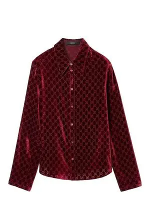 Gucci Stretch Gg Velvet Devoré Shirt - Bordeaux