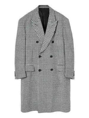 Gucci Double-breasted Prince Of Wales Wool Coat - Grey
