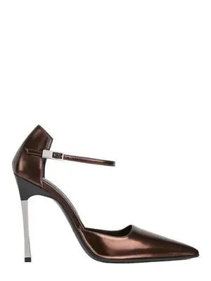 GUCCI Laminated Leather Pump With Ankle Strap