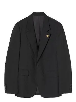 Gucci Single-breasted Gg Wool Jacket - Black