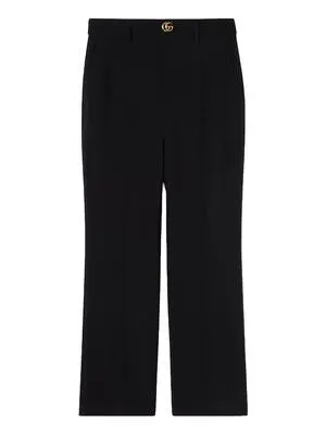 Gucci Crêpe Wool Pants With Double G Button - Black