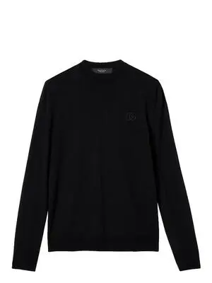 Gucci Knit Wool Sweater With Double G Embroidery - Black