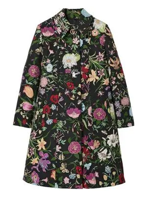 Gucci Flora Silk Brocade Coat - Black
