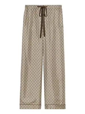 Gucci Printed Silk Twill Leisure Pants - Beige
