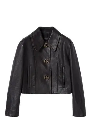 Gucci Aged Effect Leather Jacket - Black
