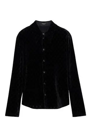 Gucci Gg Stretch Devoré Velvet Shirt - Black