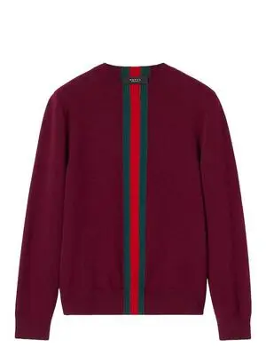 Gucci Knit Wool Sweater With Web Intarsia - Bordeaux