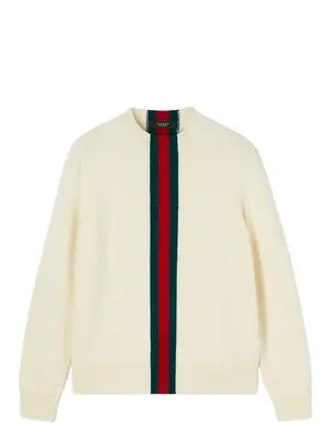Gucci Knit Wool Sweater With Web Intarsia - White