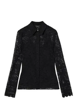 Gucci Gg Flower Stretch Lace Shirt - Black