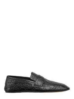 Gucci Horsebit Loafer With Embossed Gg Leather - Black