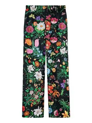 Gucci Printed Silk Twill Pants - Black