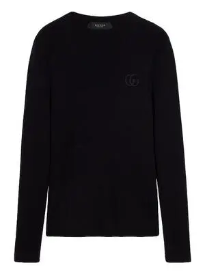 Gucci Fine Cashmere Silk Top With Embroidery - Black