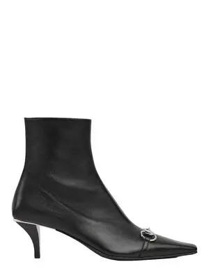 Gucci Leather Bootie With Horsebit - Black