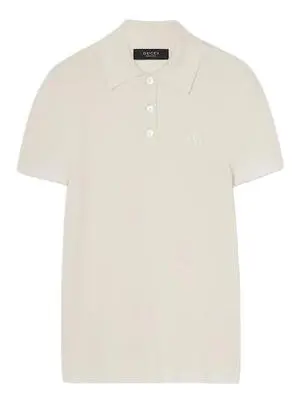 Gucci Cashmere Silk Polo Shirt With Double G Embroidery - White