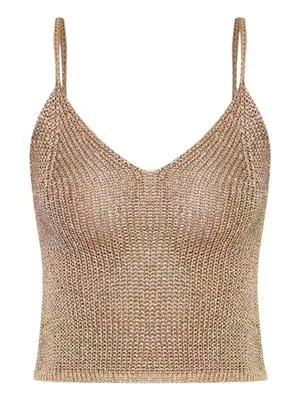 PARAMIDONNA V-Neck Knitted Top Neutrals