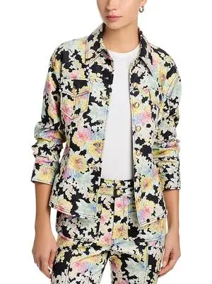 Cinq À Sept Canyon Ikat Bouquet Denim Jacket - Black Multi