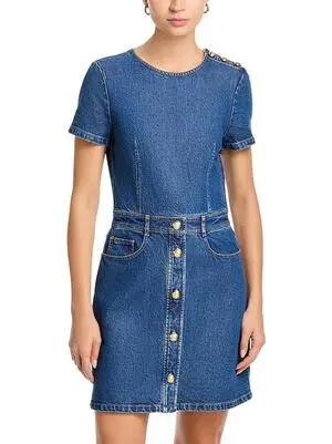 Cinq À Sept Niya Denim Mini Dress - Tide