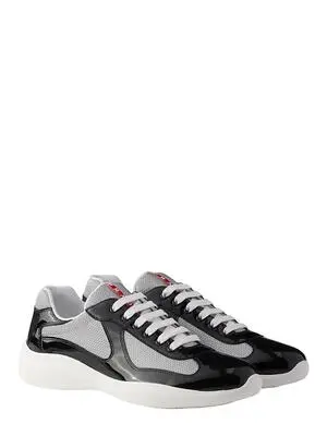 Prada America's Cup Leather And Fabric Sneakers - Charcoal