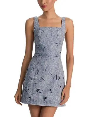 Alice + Olivia Maryann Embroidered Eyelet Dress - Rockstar Blue