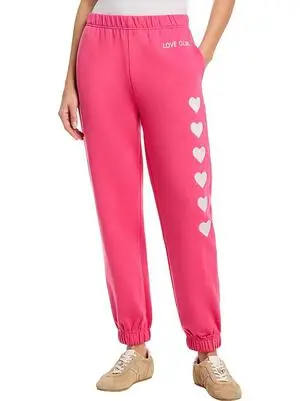 Vintage Havana Heart Embroidered French Terry Joggers - Pink