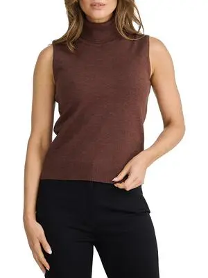BRAVE+TRUE Sleeveless Turtleneck Sweater - Chocolate Marle
