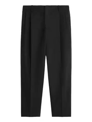 Cos Relaxed-fit Pleated Straight-leg Trousers - Black