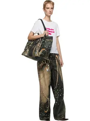 Acne Studios Logo Printed Canvas Tote Black,multi