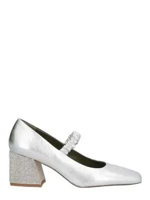 MARIA LUCA Leather Mary Jane Pumps - Silver