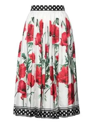 Dolce & Gabbana Floral Print Flared Midi Skirt - White