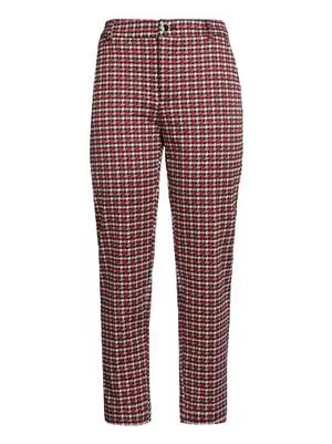 LIU •JO Houndstooth Print Jersey Tapered Trousers - Red