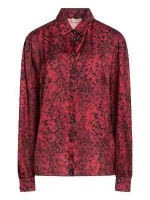LIU •JO Snakeskin-print Satin Shirt - Red